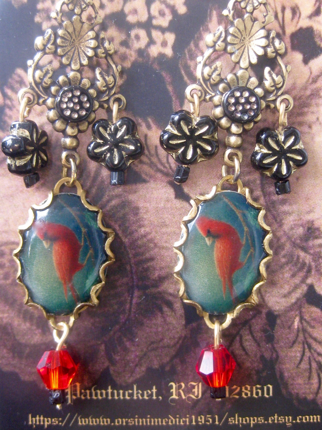 Victorian Cardinal Earrings - Etsy