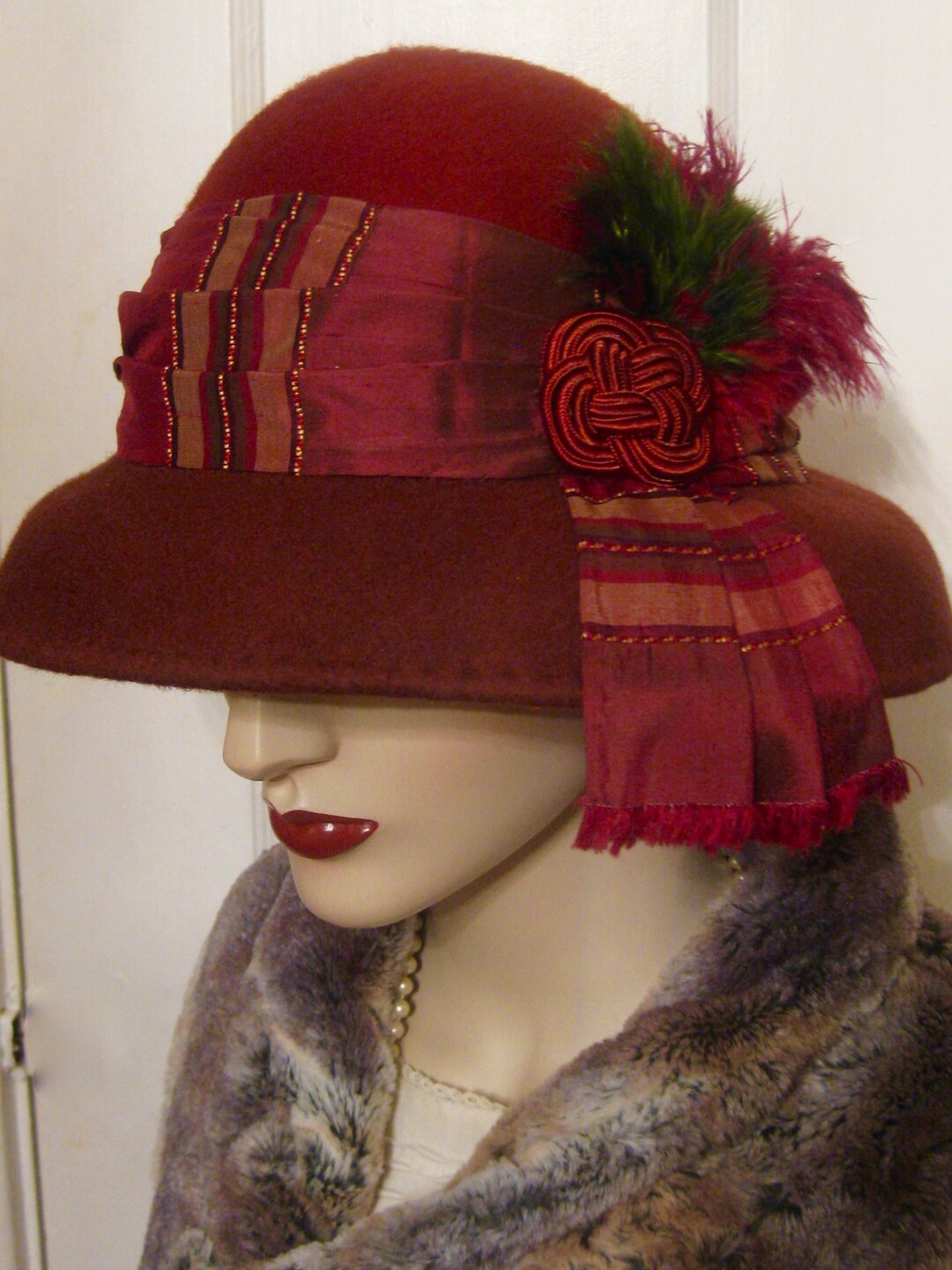Burnished Russet Cloche With Silk Sash - Etsy