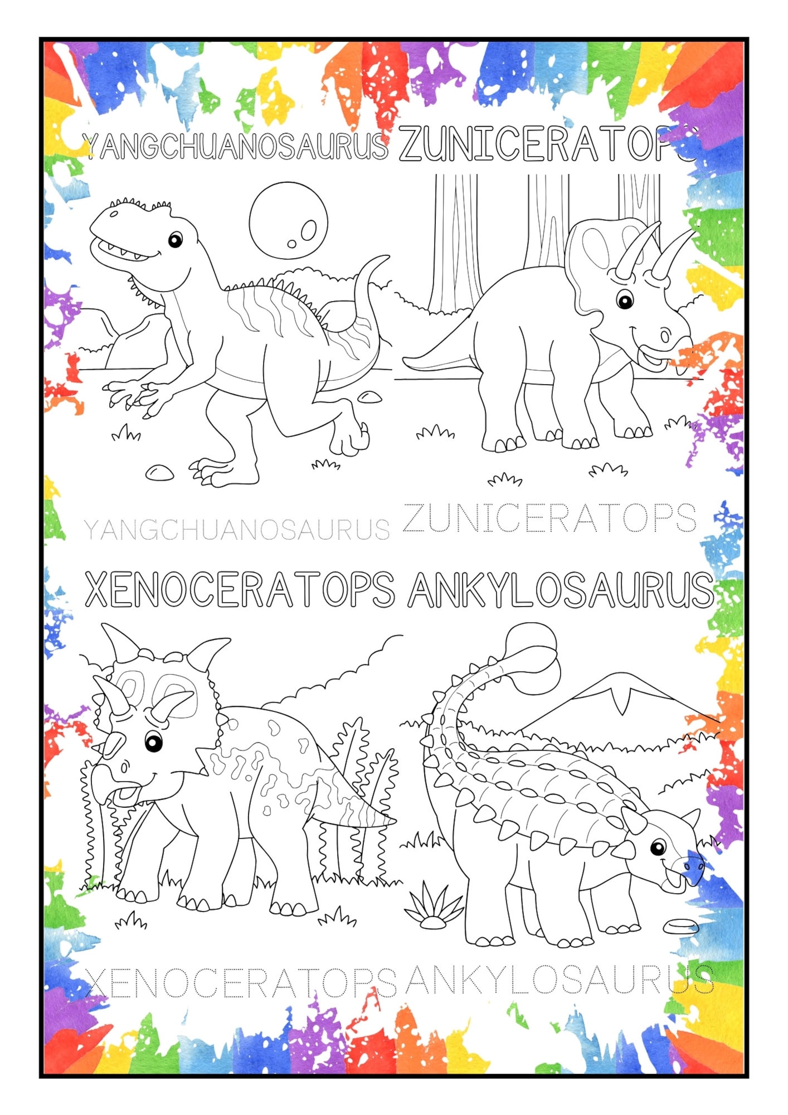 Dinosaur Coloring Pages, Printable Dinosaur Activity, Kids, Creative ...