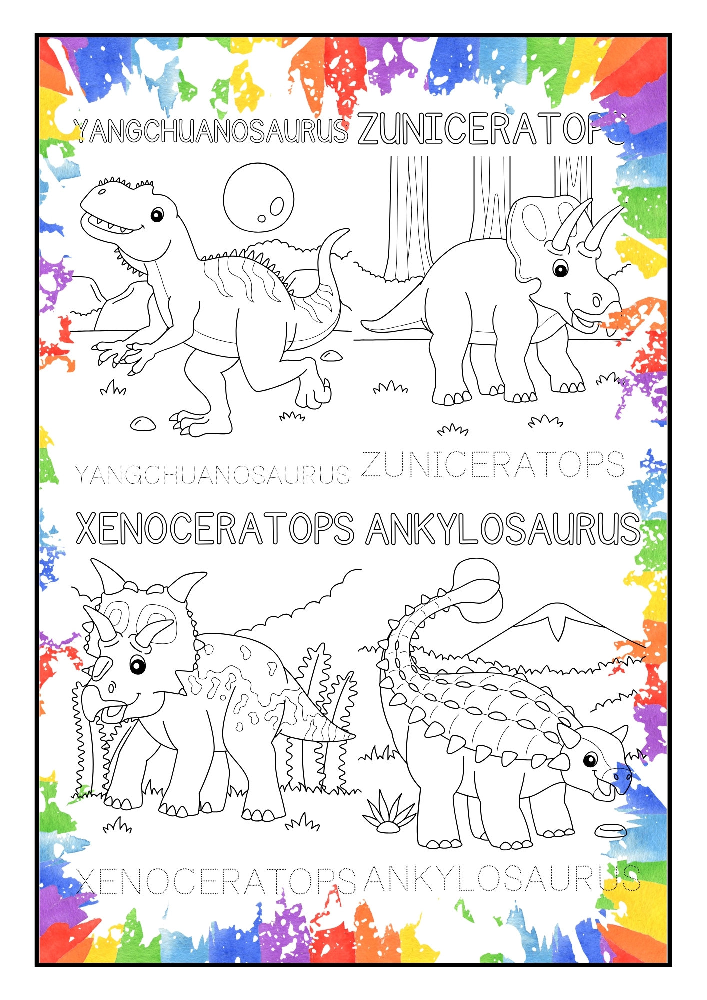 Dinosaur Coloring Pages, Printable Dinosaur Activity, Kids, Creative ...