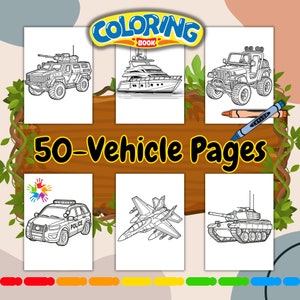 50 Awesome Vehicles, Coloring Pages for Kids, Toddlers Coloring ...