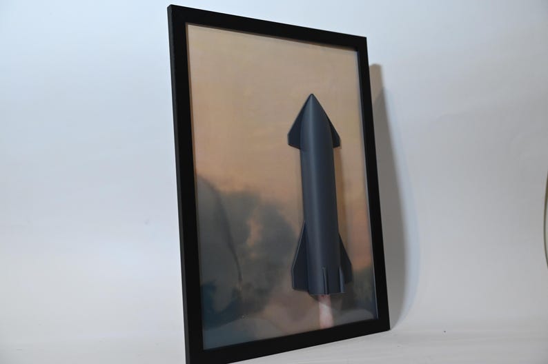 Spacex Starship 3D Model in Frame – Blueprint Poster - Occupy Mars ...