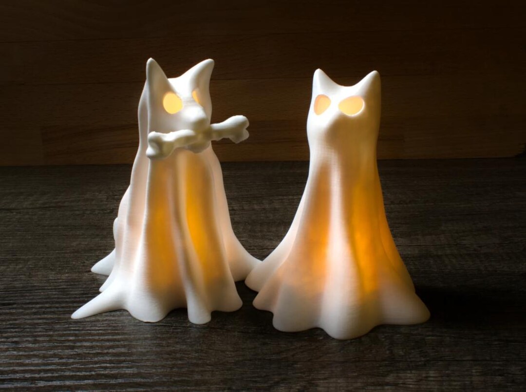 Ghost Dog and Cat Duo With Tea Light Slot 3D Printed Halloween ...