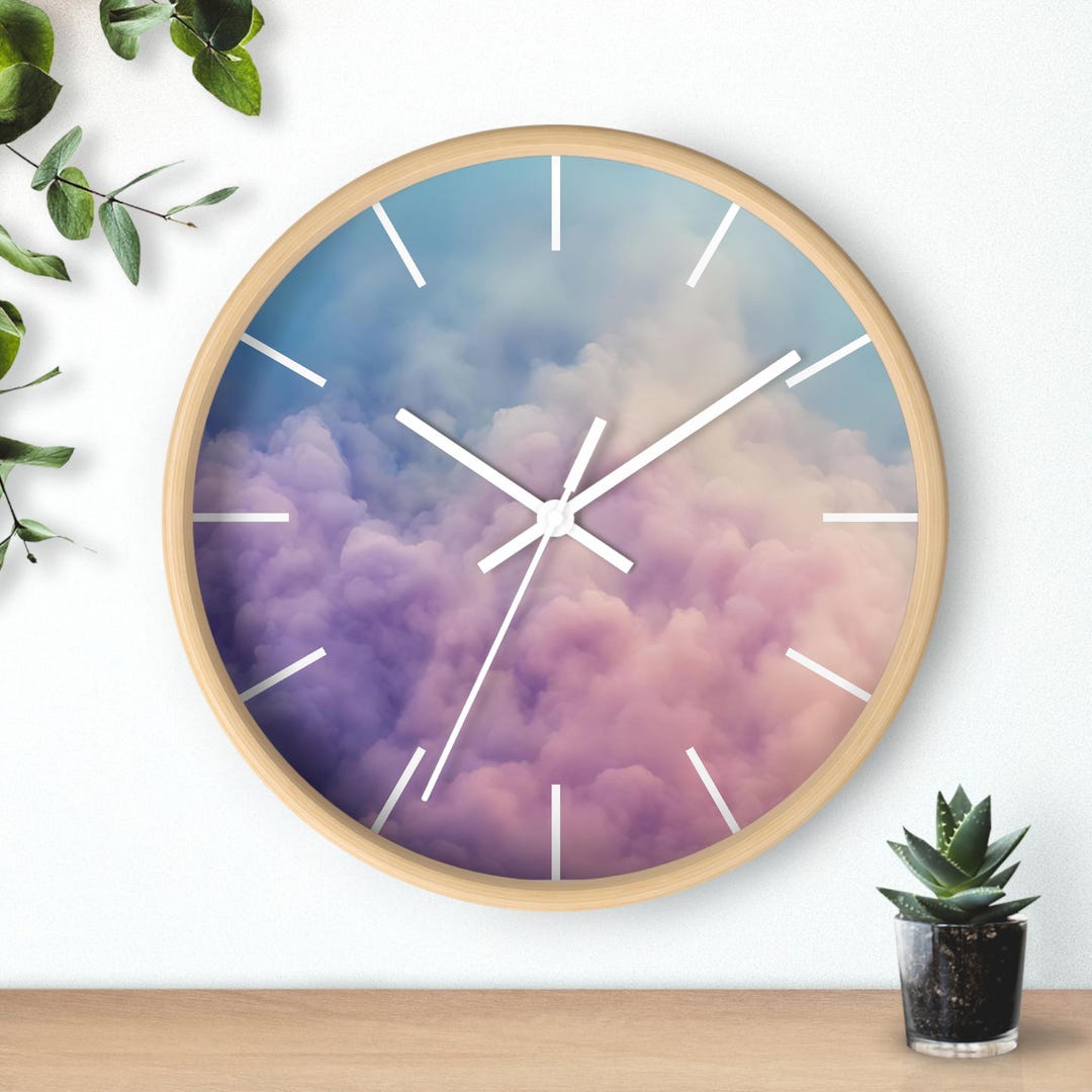 Soft Pink Clouds Wall Clock - Etsy