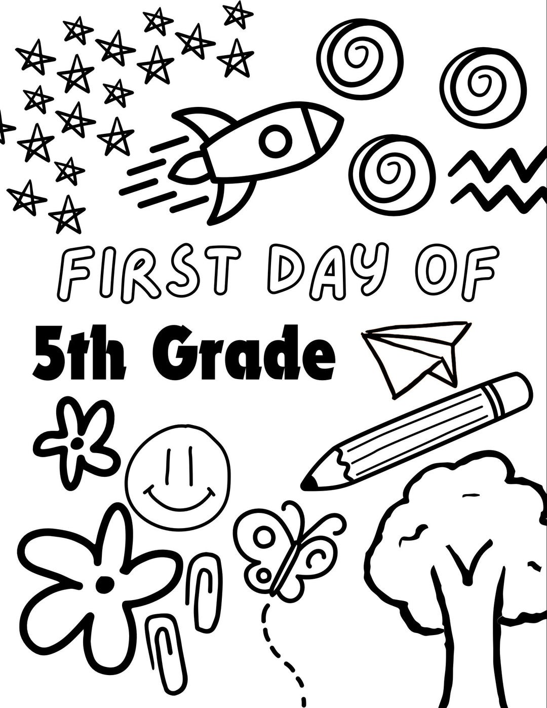 First Day of 5th Grade Coloring Page - Etsy