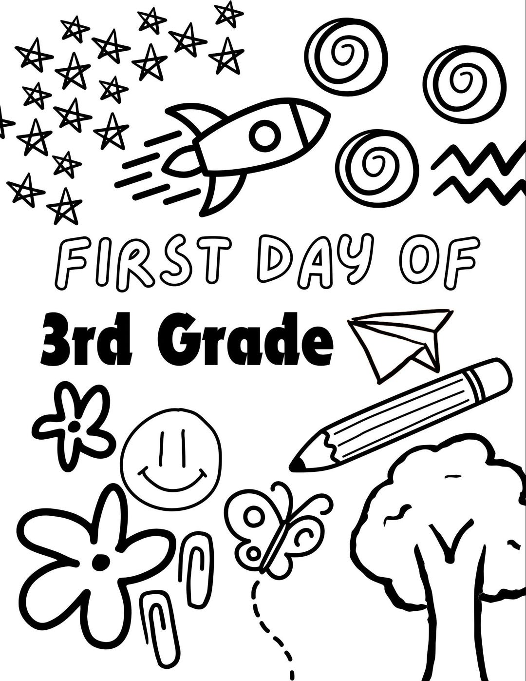 First Day of 3rd Grade Coloring Page - Etsy