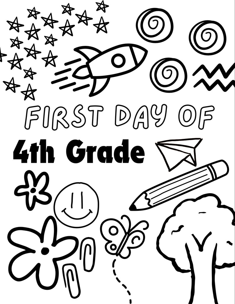 First Day of 4th Grade Coloring Page - Etsy