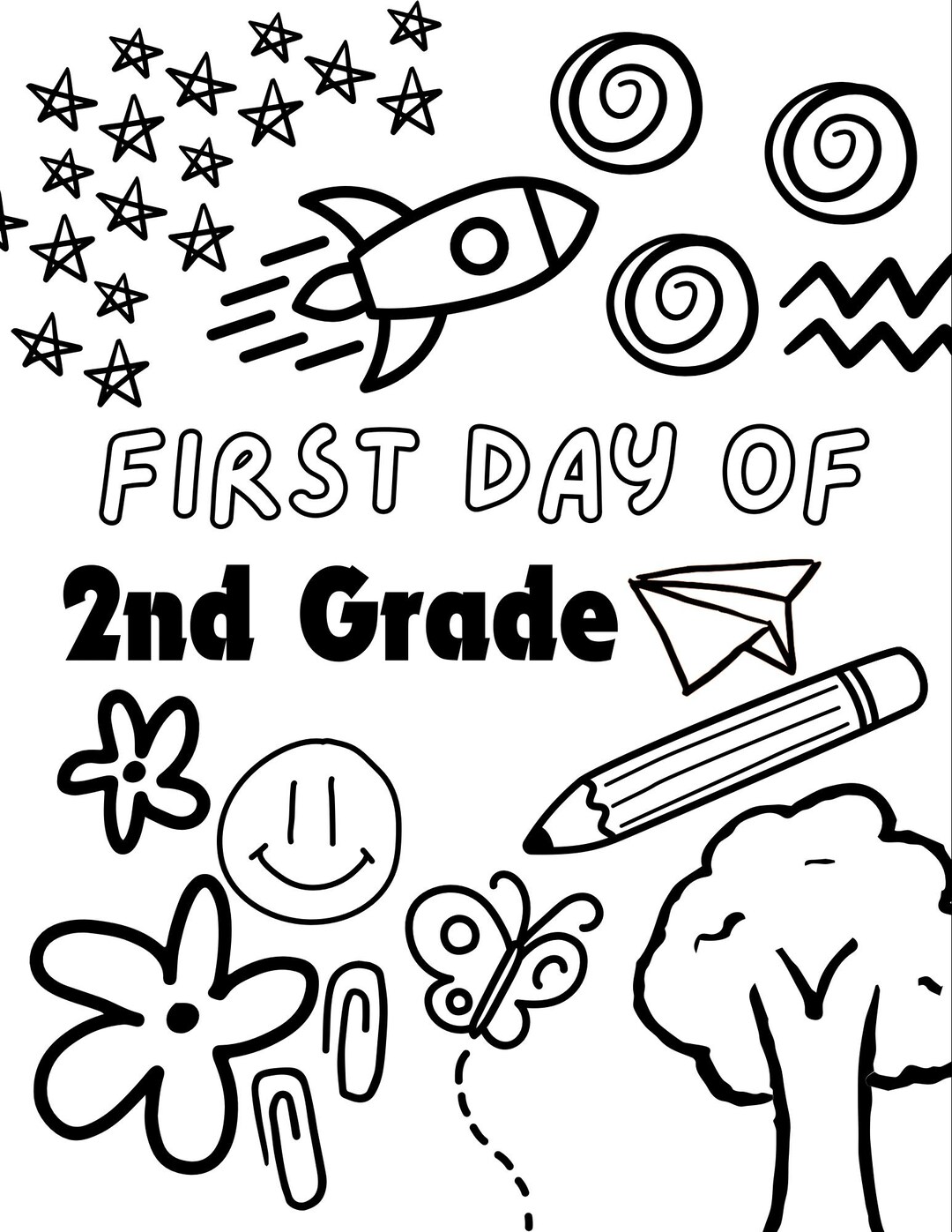 First Day of 2nd Grade Coloring Page - Etsy
