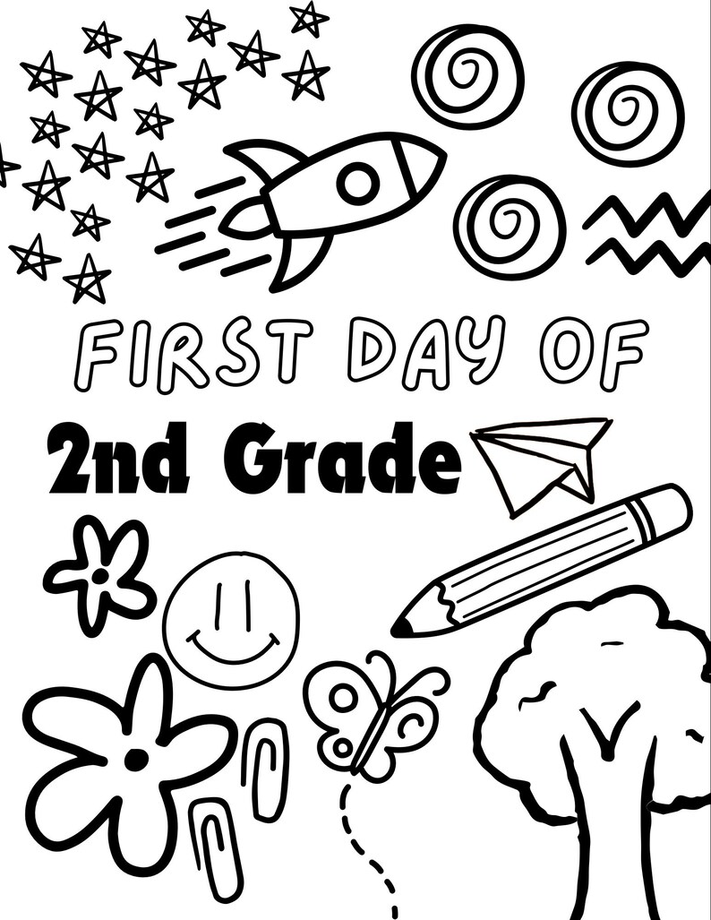 First Day of 2nd Grade Coloring Page - Etsy