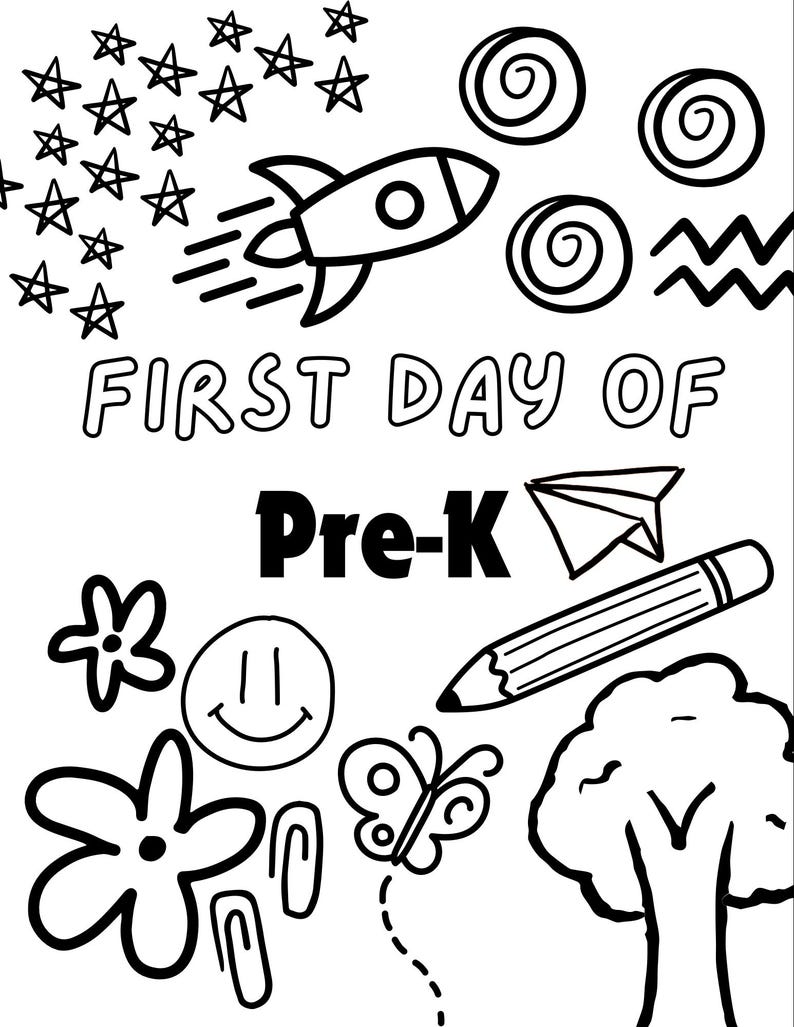 First Day of Pre-k Coloring Page - Etsy