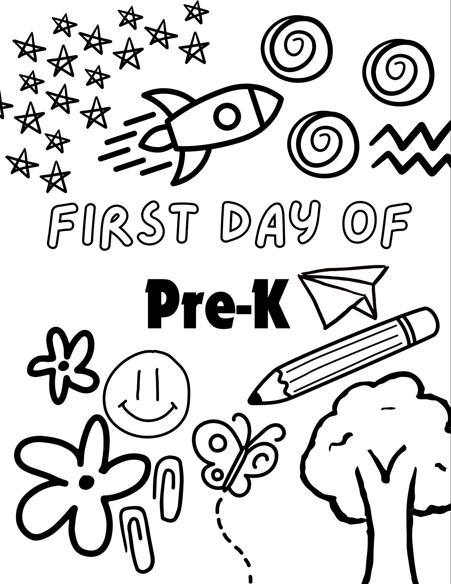First Day of Pre-k Coloring Page - Etsy