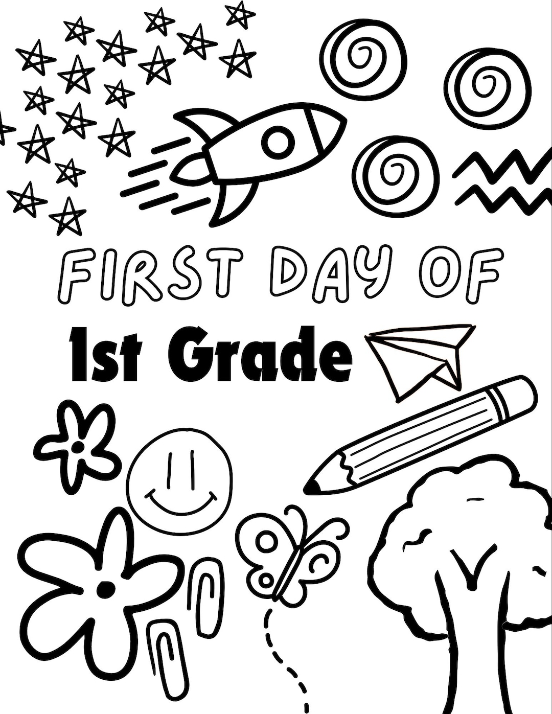 First Day of 1st Grade Coloring Page - Etsy