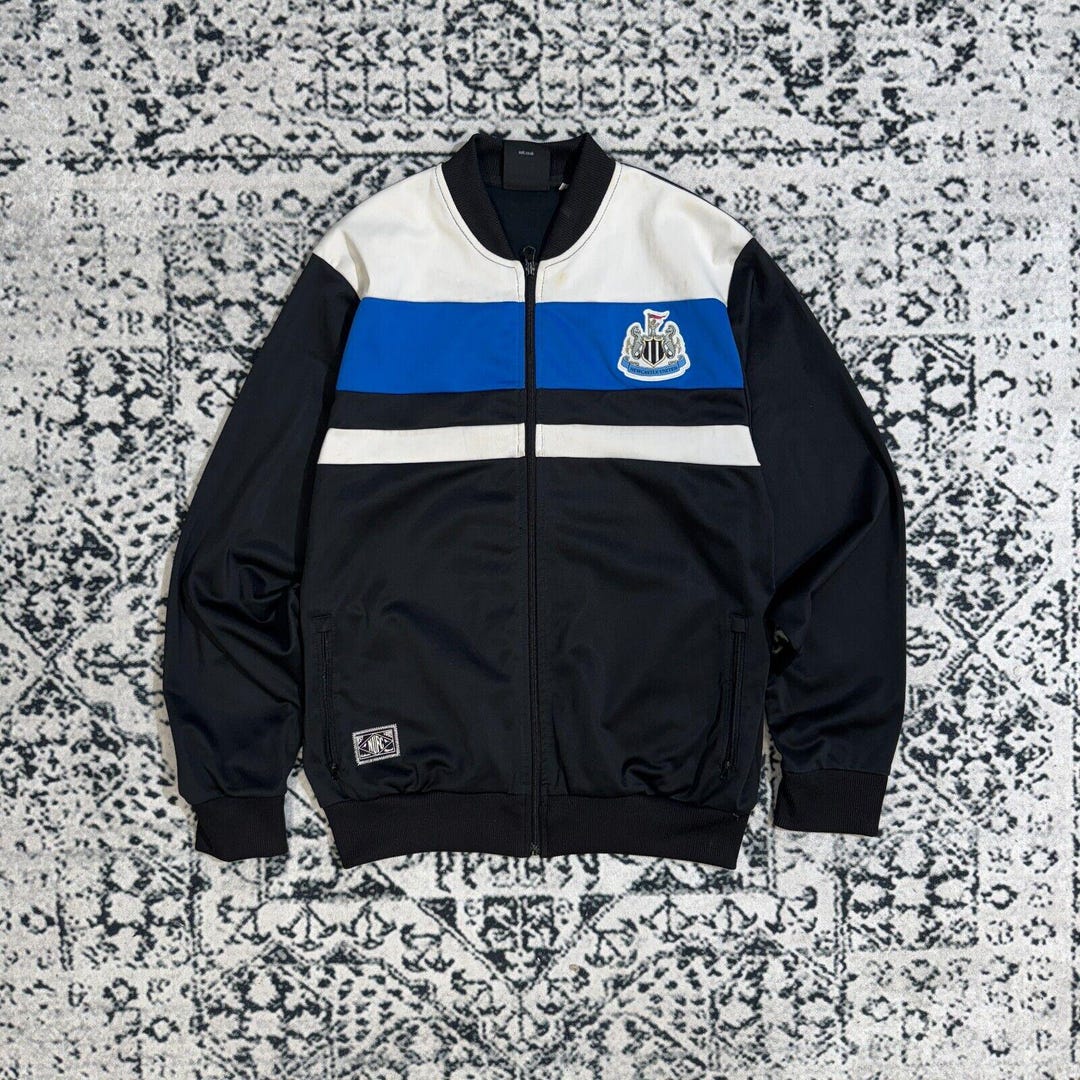 NUFC Unisex Black White Blue Polyester Tracksuit Jacket Size S Y2K 90s ...