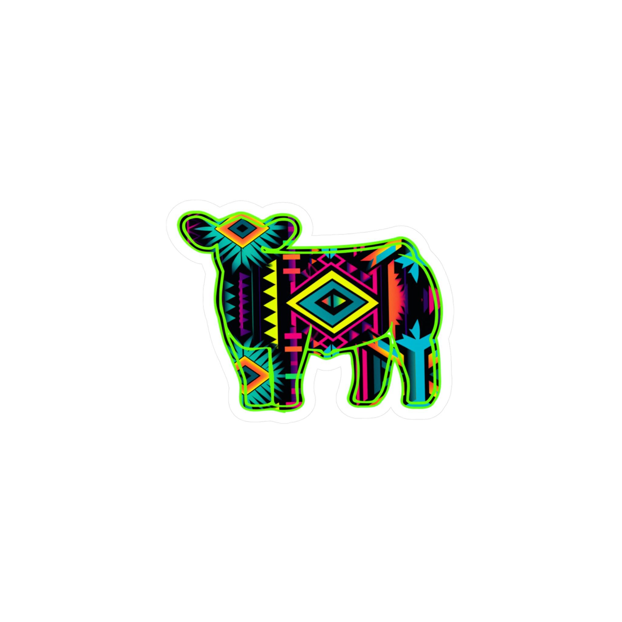 Aztec Cow, Western, Show Cattle, Neon Vinyl Decals - Etsy