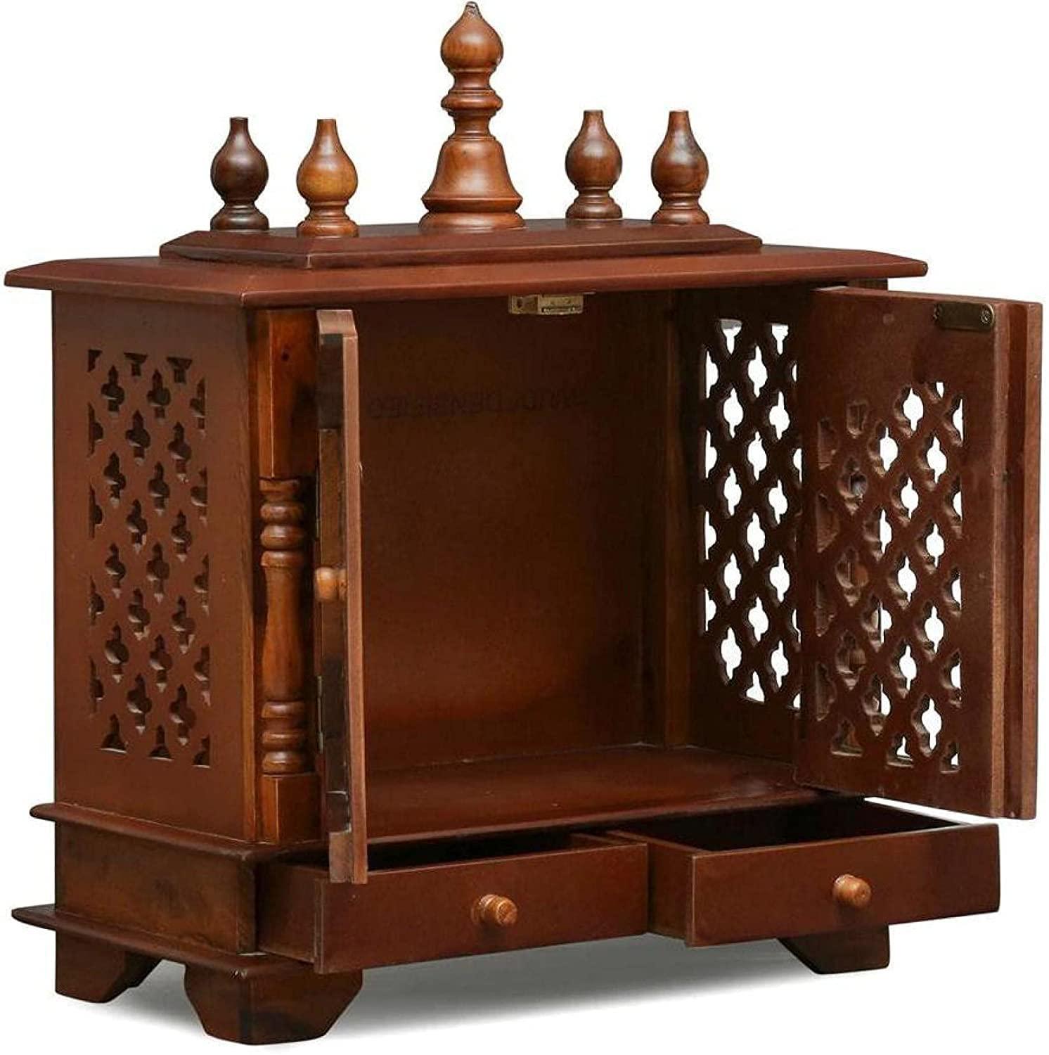 Wood Home Temple brown Handmade, Wall Mount, Casual Style for Pooja - Etsy