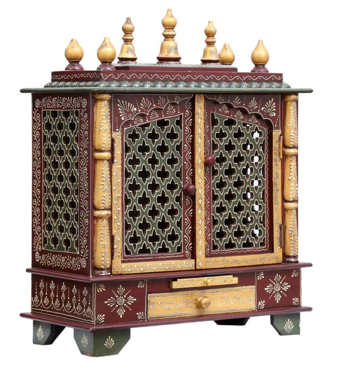 Wooden Temple Home Pooja Mandir, Art Deco Style, 30 Inches Handcrafted ...