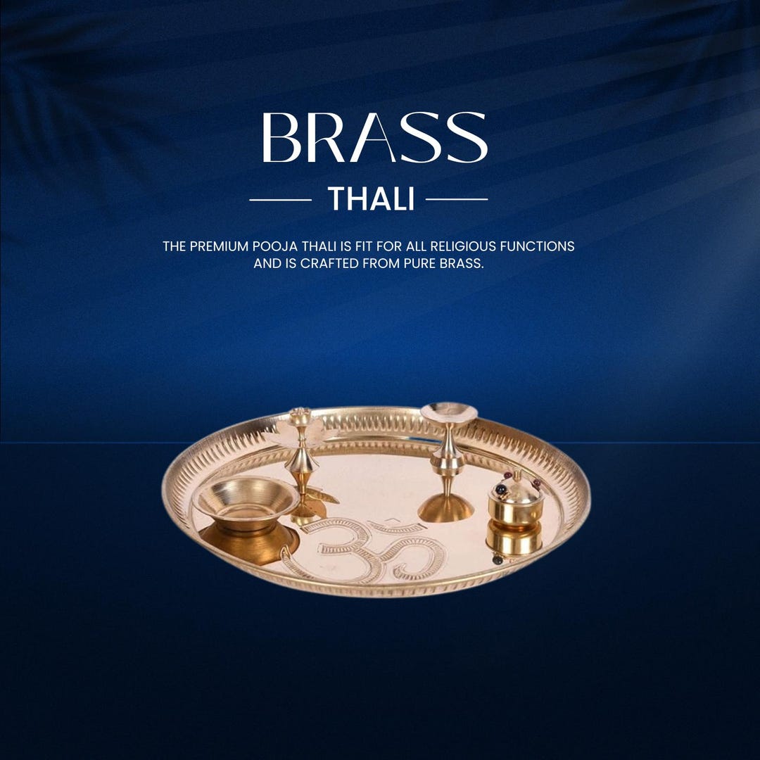 Traditional Brass Pooja Thali 8-inch Aarti Plate for Multiple Occasions ...