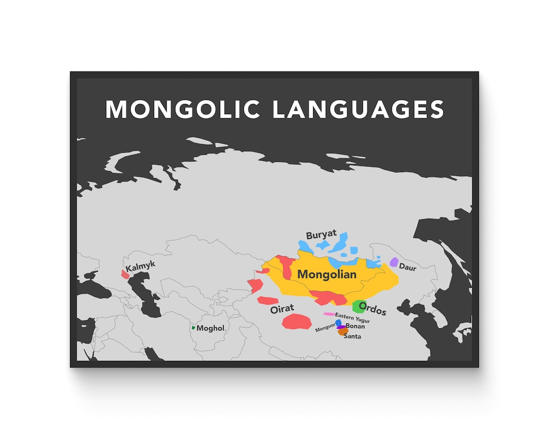 Map of Mongolic Languages Matte Paper Wooden Framed Poster high Quality ...