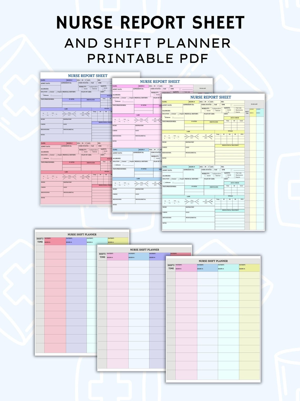 Printable Nurse Report Sheet SBAR Organizer for RN - Comprehensive ...