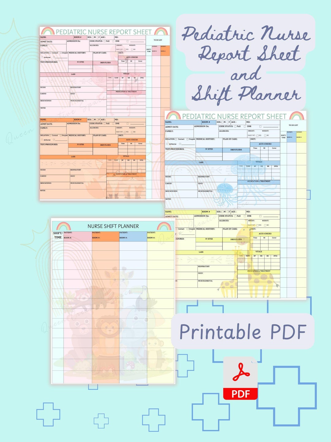 Printable Pediatric Nurse Report SBAR Organizer for RN, Comprehensive ...