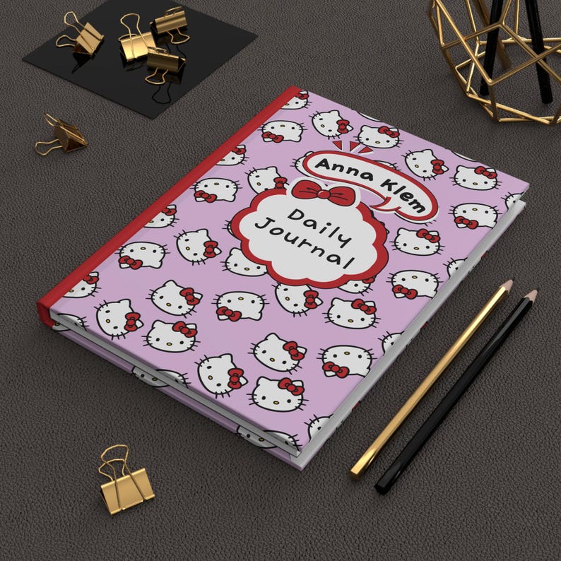 Personalized Hello Kitty Notebook, Custom Name Kitty Journal, Daily ...