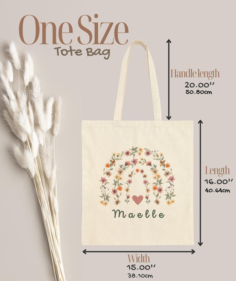 Personalized Name Tote Bag Custom Name Tote Bag Flower Rainbow's Tote ...