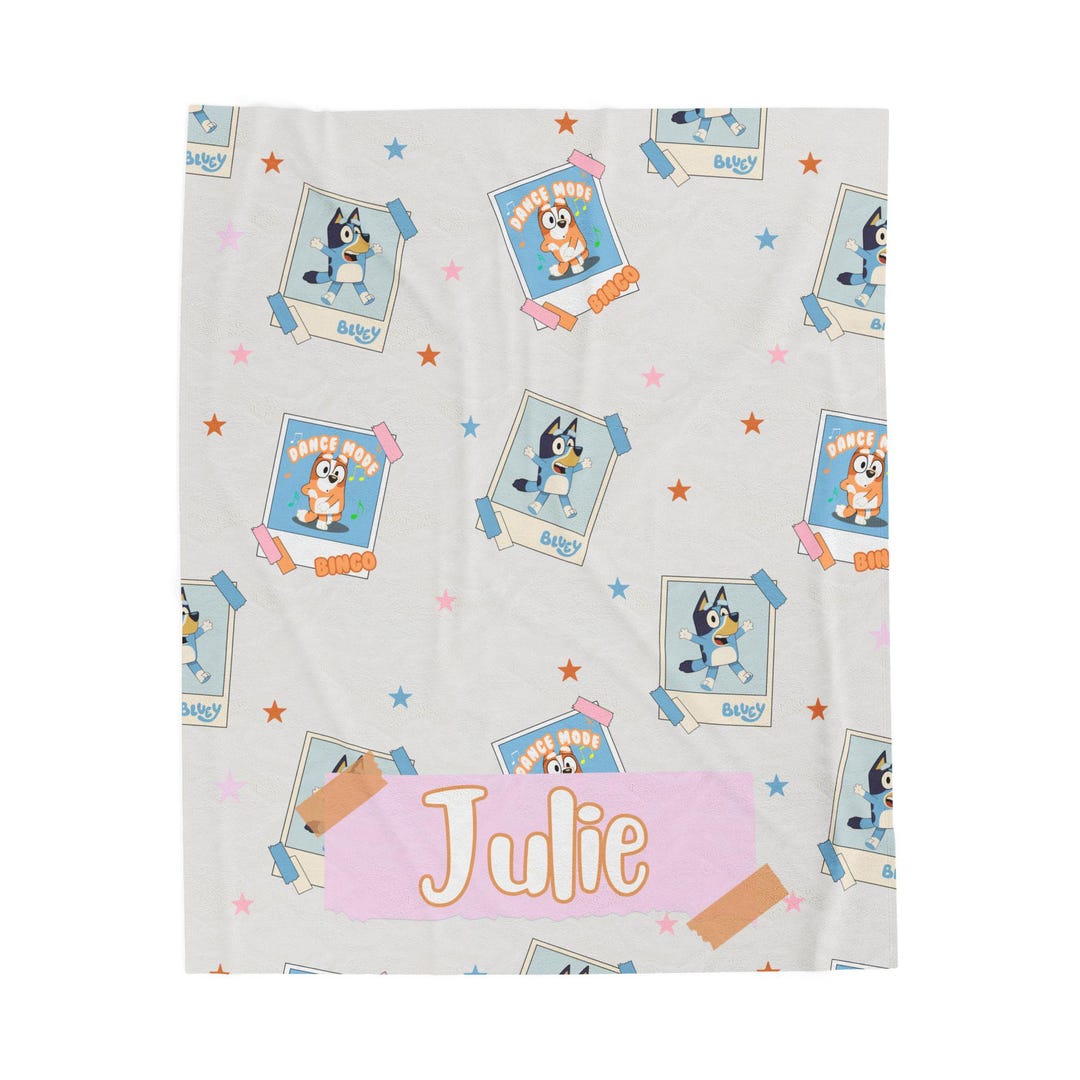 Custom Bluey Blanket, Blue Dog Blanket, Bluey Baby Blanket for Boys and ...
