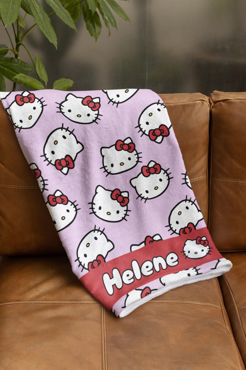 Personalized Hello Kitty Blanket, Custom Name Kitty Blanket, Custom ...