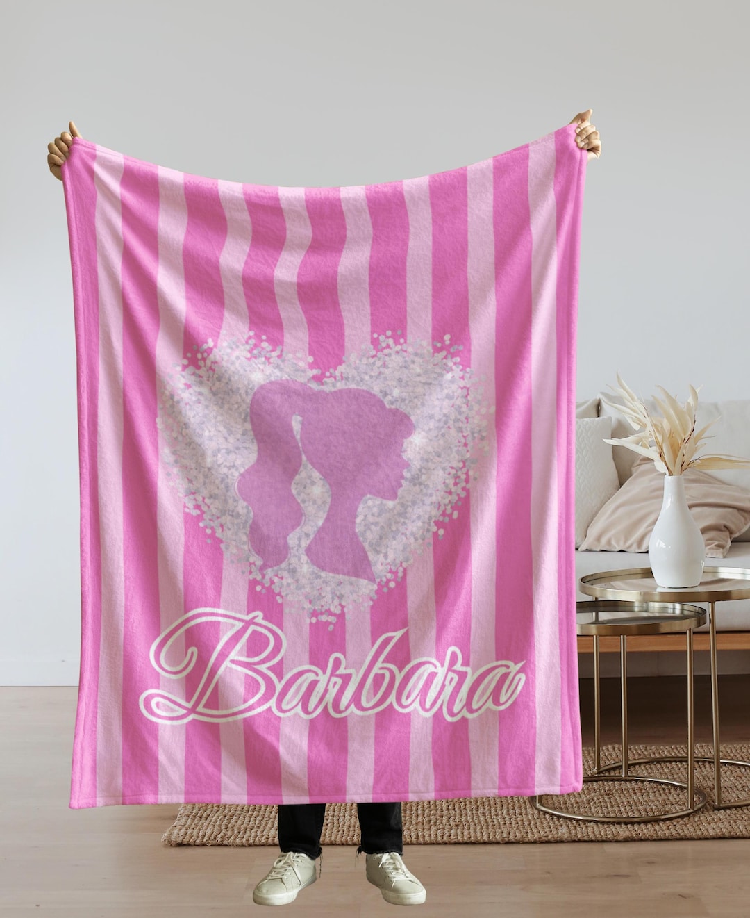 Personalized Pink Princess Blanket, Custom Name Girly, Pink Doll ...