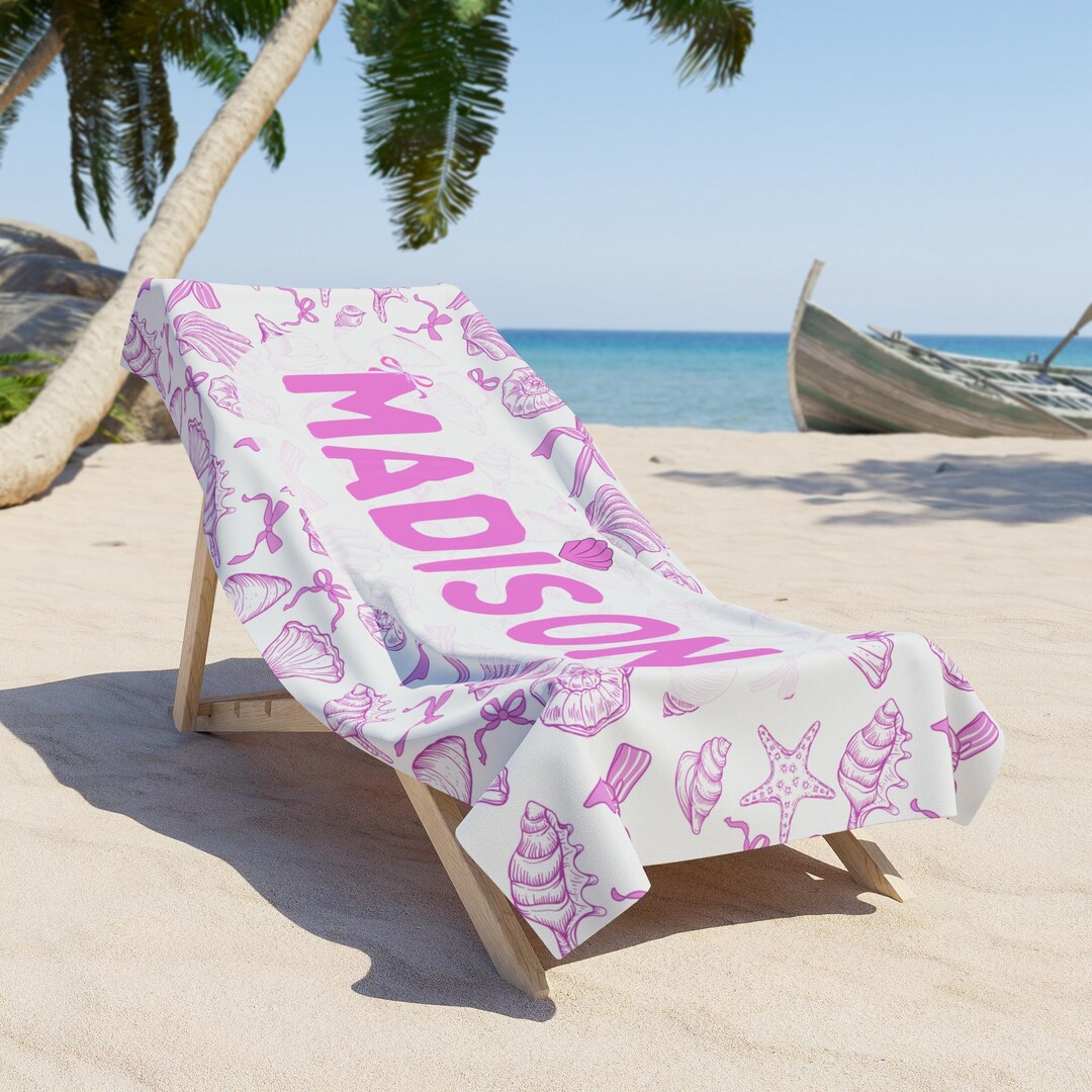 Beach Towel, Shell Beach Towel, Personalized Seashell Beach Towel ...