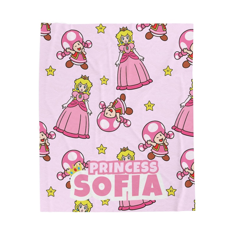 Personalized Princess Peach Blanket, Custom Blanket Princess, Gift for ...