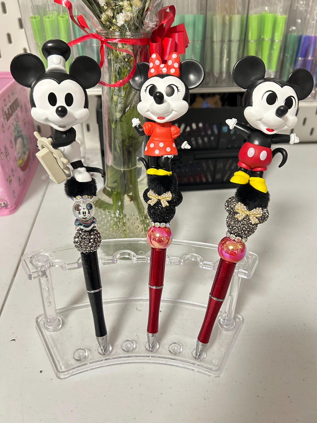 Vintage Disney Beaded Pen – Mickey & Minnie Inspired - Etsy