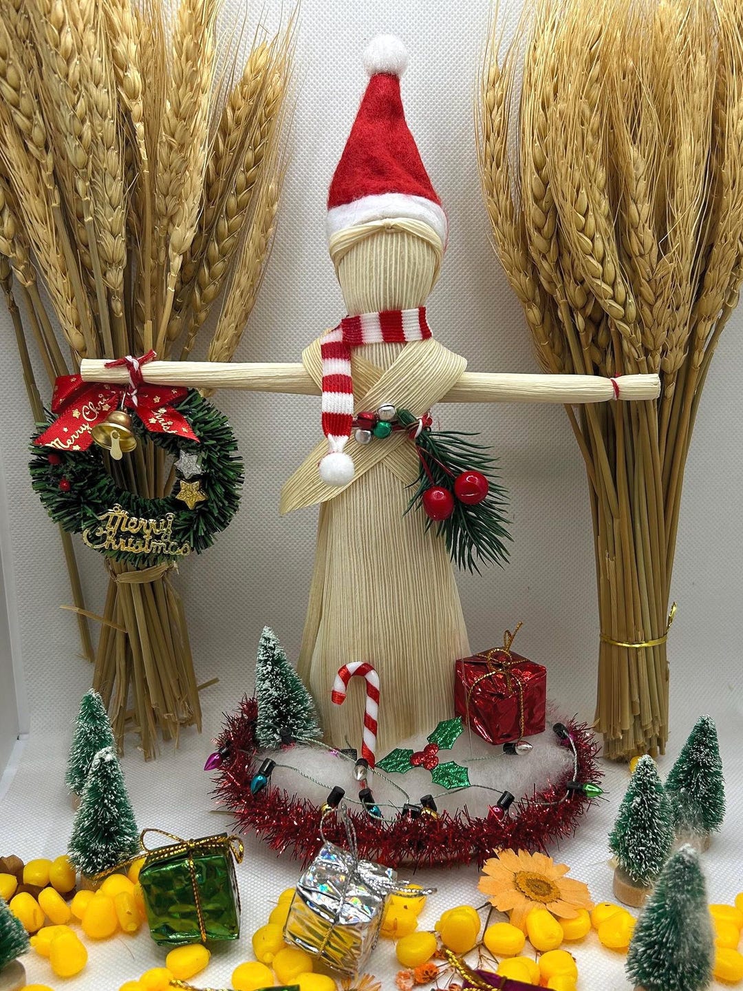 Corn Doll Woman Yule Christmas Scene / Handmade / Corn Dolly / Harvest ...