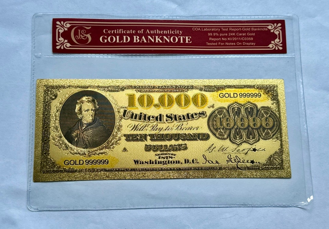 1878 Andrew Jackson Banknote 24K Gold-foil. Protective Holder/coa - Etsy