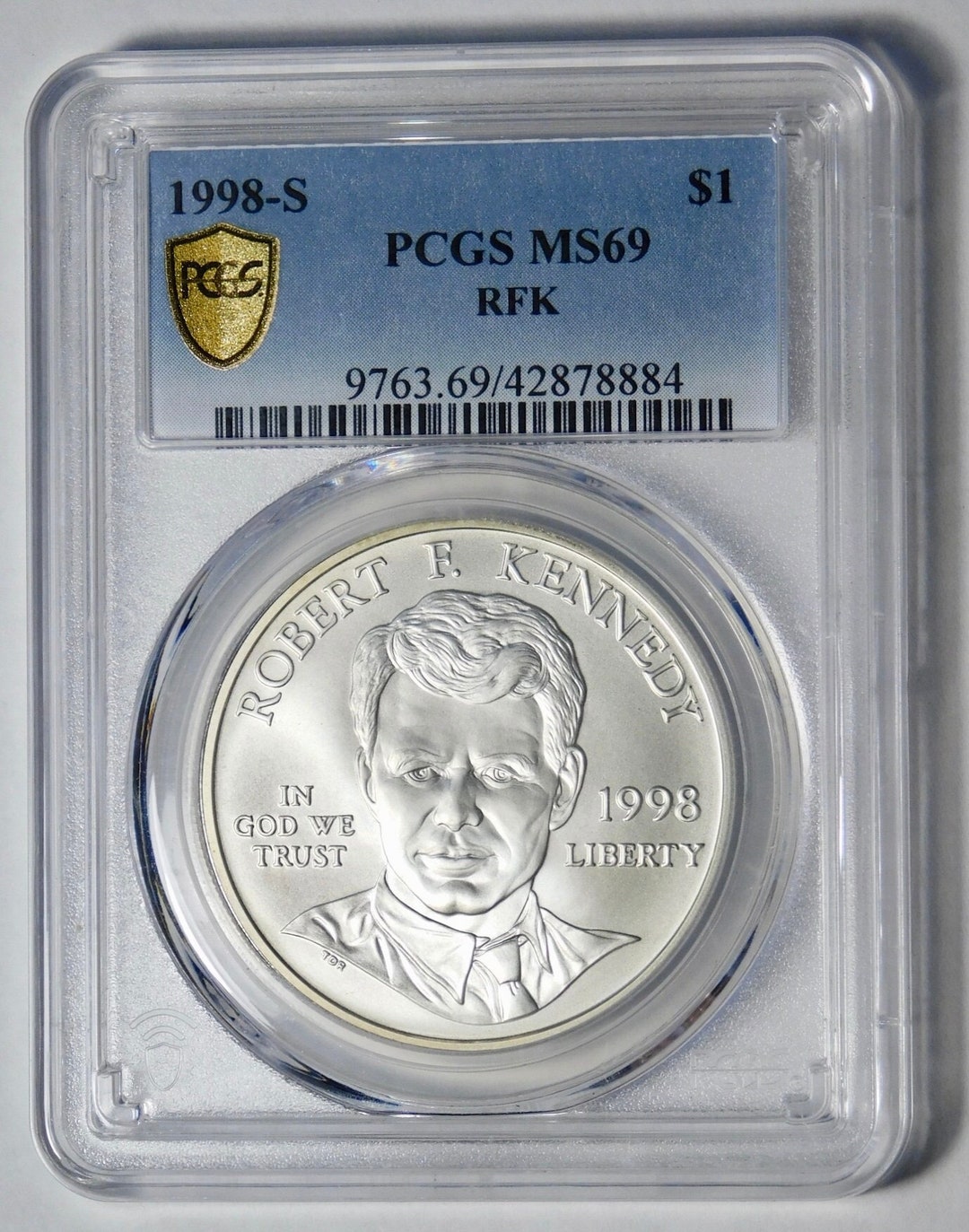 1998 S Commemorative Robert F. Kennedy Silver Dollar PCGS Mint State 69 ...