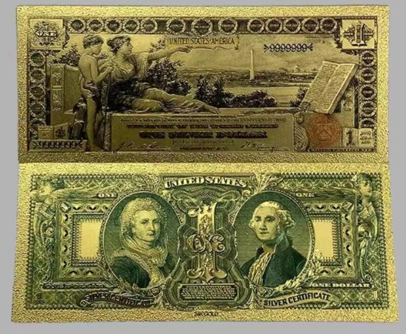 1896 Silver Certificate Educational Note 24K Gold-foil. Protective ...