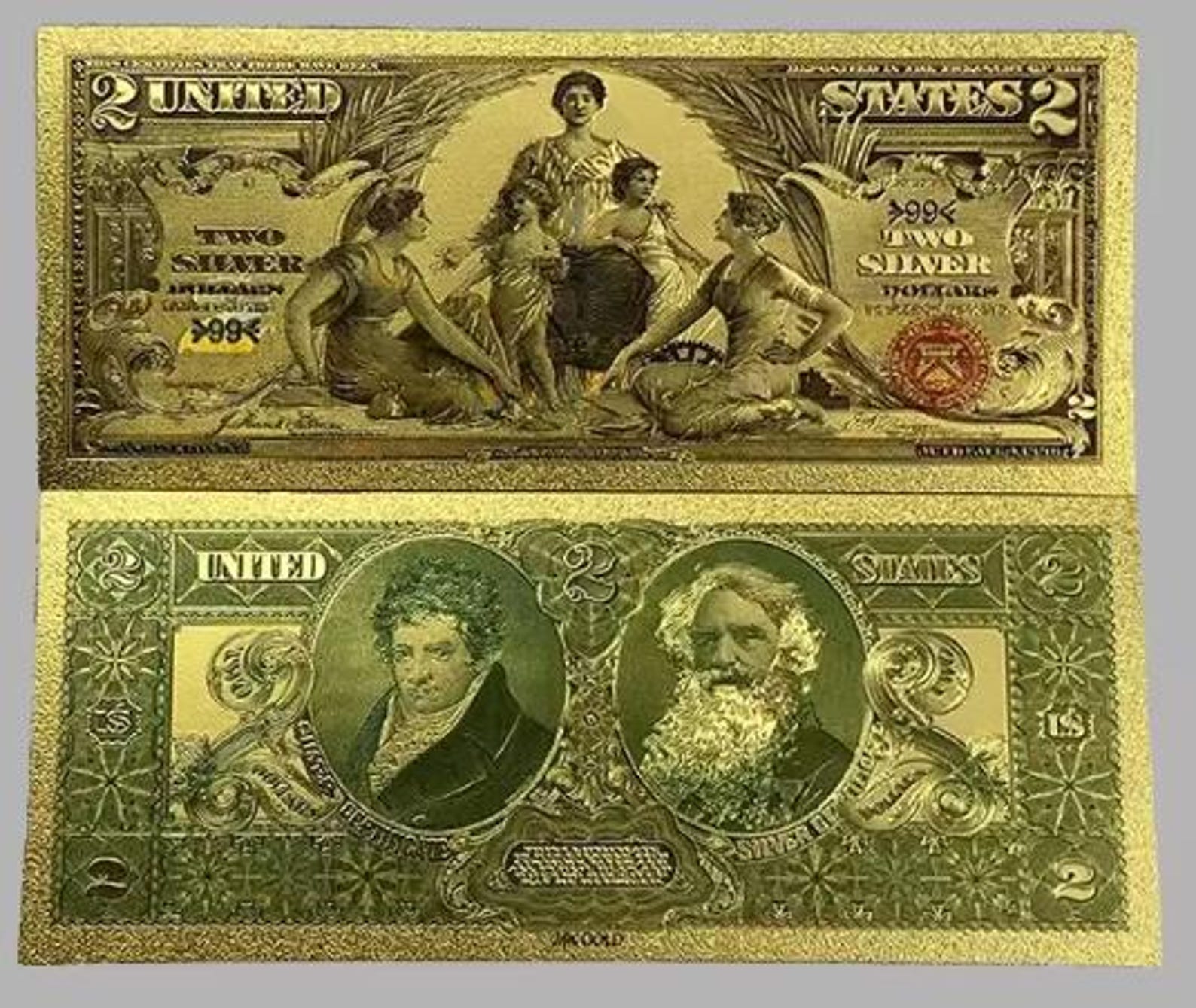 1896 Silver Certificate EDUCATIONAL Note 24K Gold-foil. Protective ...