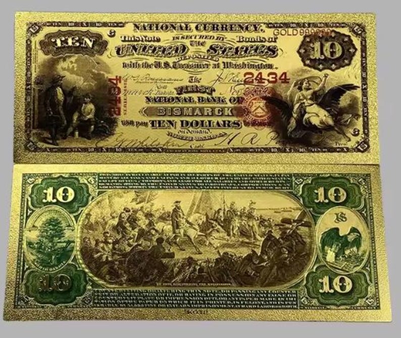 1875 Bismark National Currency Gold-foil Note Protective Holder/coa - Etsy