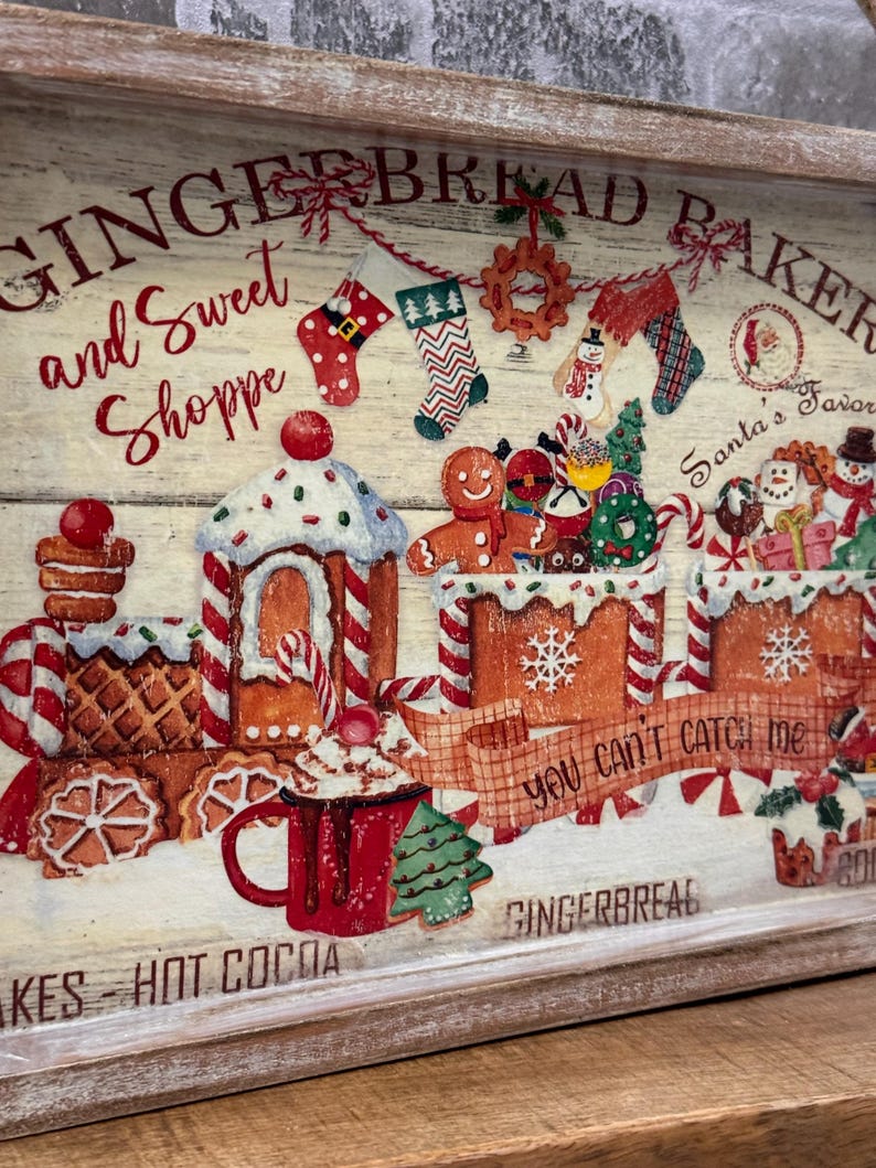 Handmade Gingerbread Bakery Christmas Wall Hanging | Rustic Farmhouse ...
