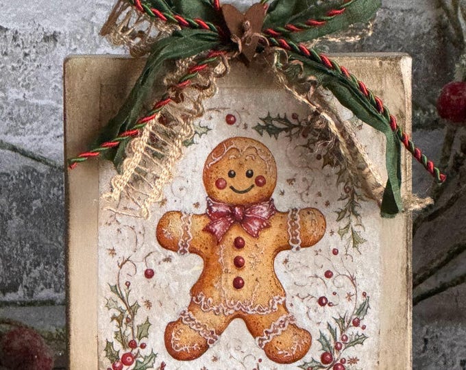 Christmas Rustic Farmhouse Gingerbread Man Shelf Sitters - 6 Variations ...