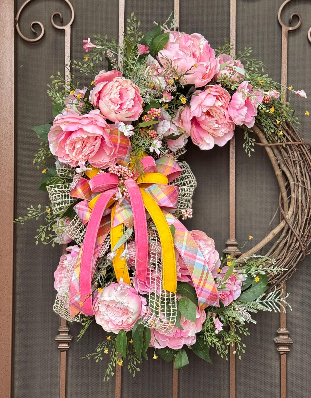 Large Peony Pink Spring Wreath With Free Shipping - Etsy