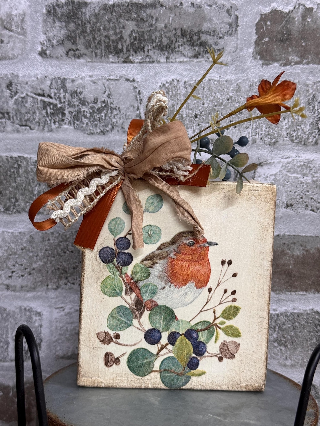 Handmade Robin or Bluebird Shelf Sitter – Distressed Woodland Farmhouse ...