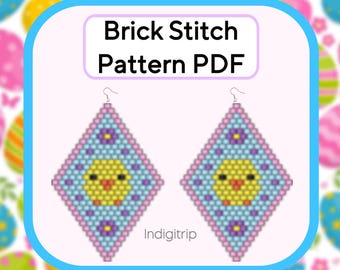 Brick Stitch Easter Pattern, Miyuki Delica Earrings , Easter Egg Spring Chicken Bead Pattern ...