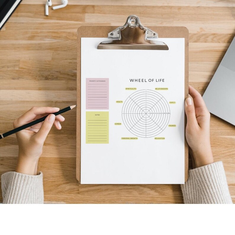 Wheel of Life Tracker Sheet Printable , Digital PDF Personal Growth ...