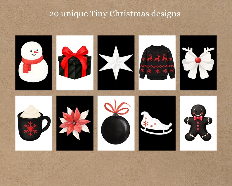 Tiny Christmas High Contrast Baby Flashcards | Black White Red Visual ...