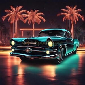 Neon Muscle Car - Etsy