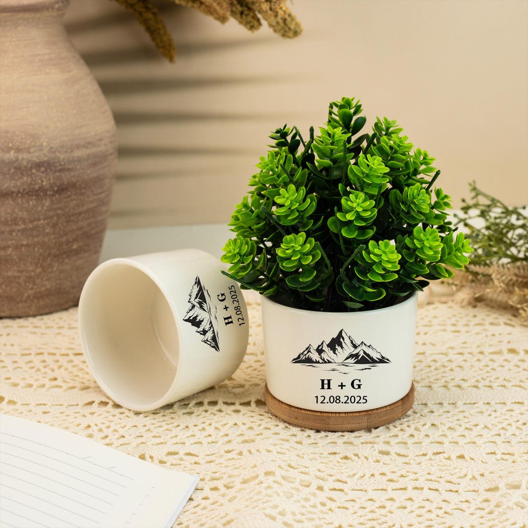 Personalised White Ceramic Plant Pot,custom Plant Pot With Name and ...