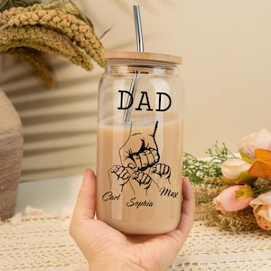 Personalised Glass Cup,custom Dad Fist Bump Tumbler Cup,glass Can ...