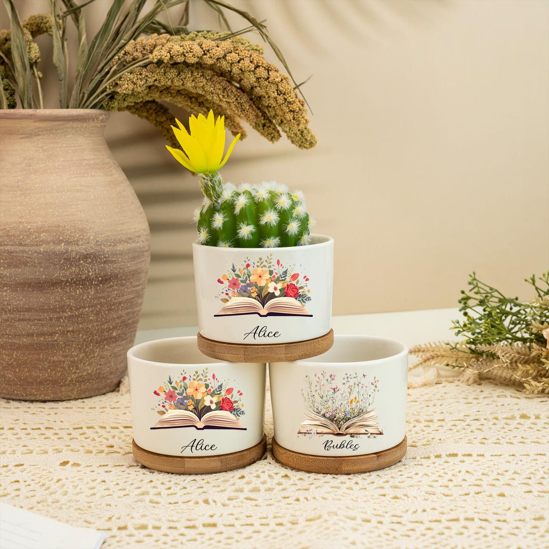 Personalized Birth Flower Pots,mini Succulent Planter,teacher Desk ...