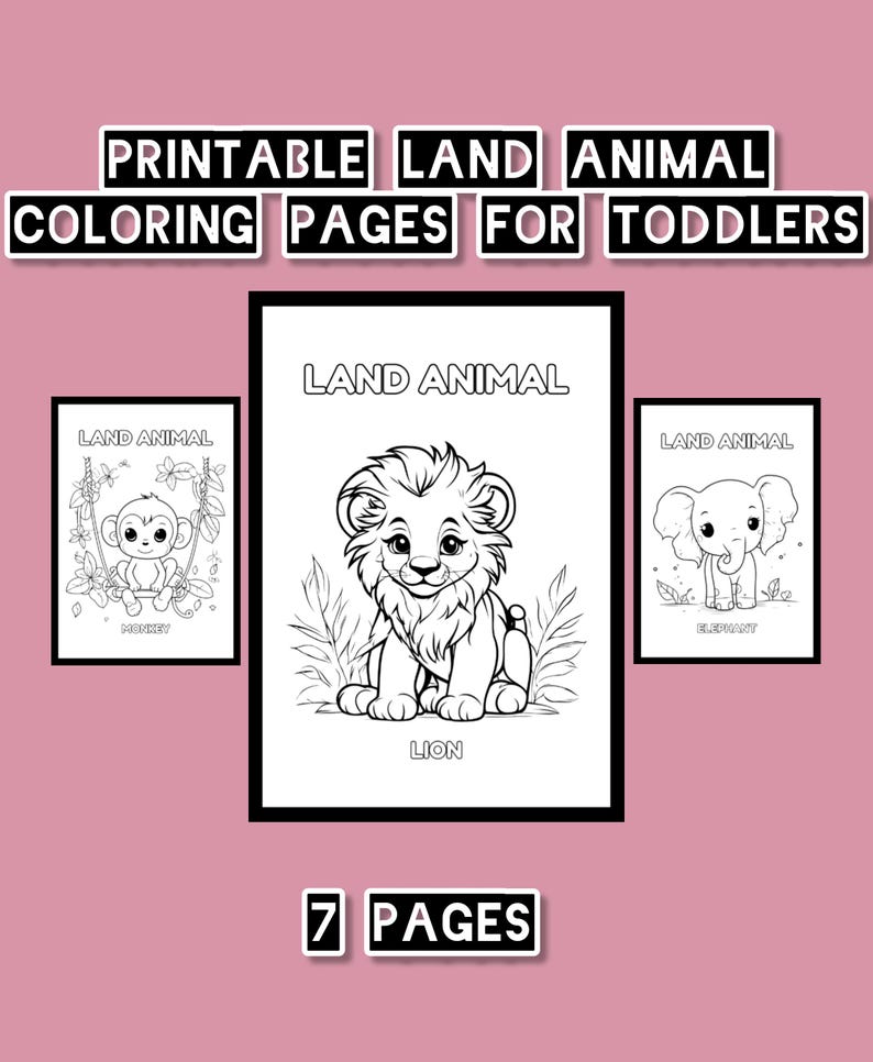 Land Animals Coloring Pages,educational Kindergarten Activity for ...